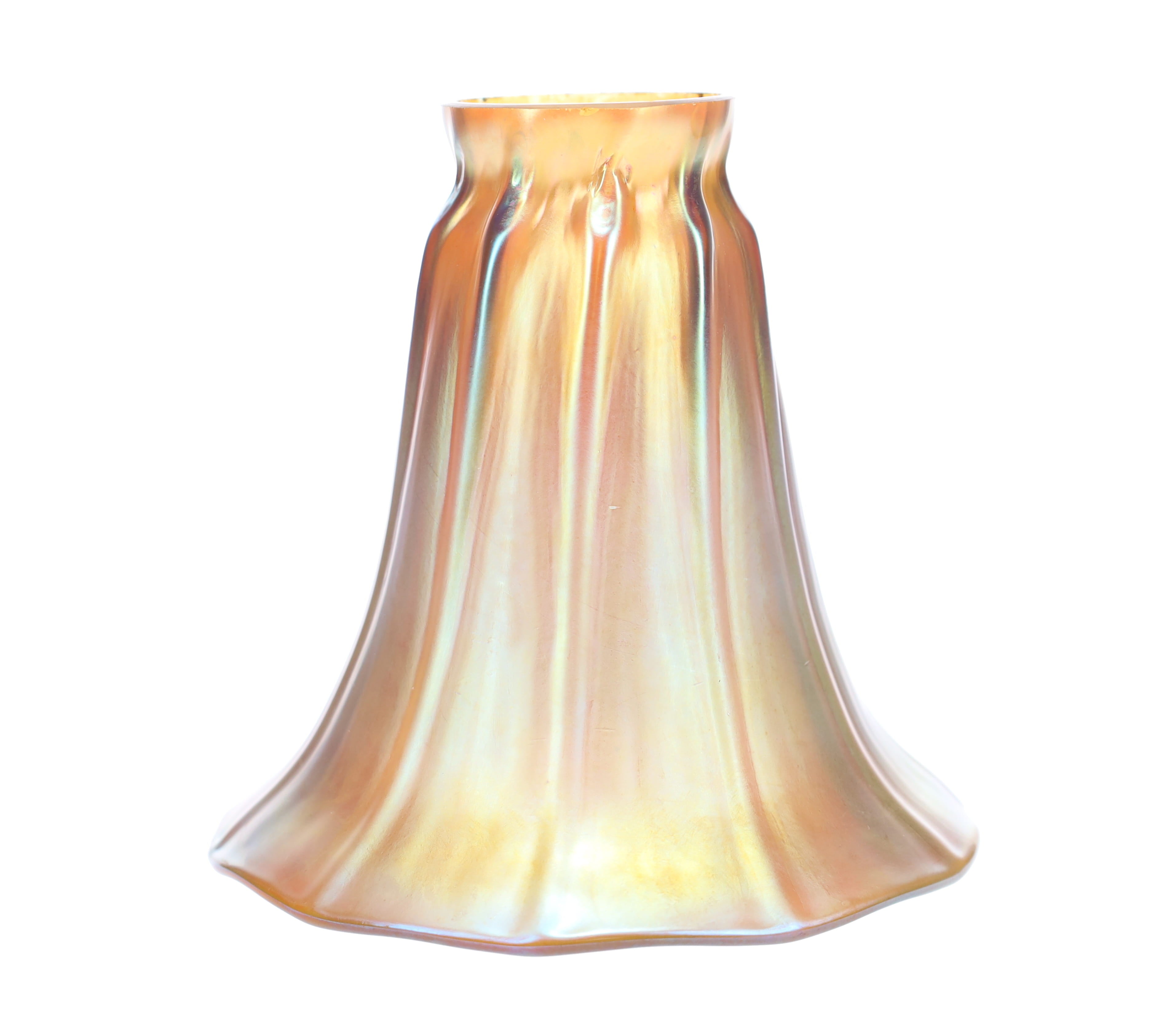 2-1/4" Fitter, Gold Iridescent "Trumpet" Art Glass Shade, 5-1/2" Tall ...