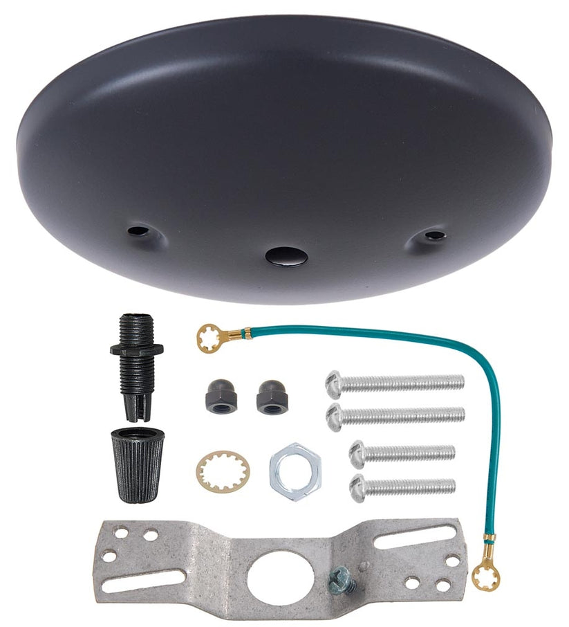 5" Black Finish Steel, Modern Fixture Canopy Kit w/Cord Grip Bushing ...
