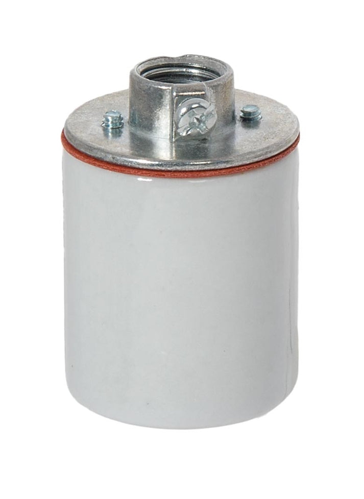 E-26 Keyless Porcelain Lamp Socket with Ground Screw and Metal Cap with ...